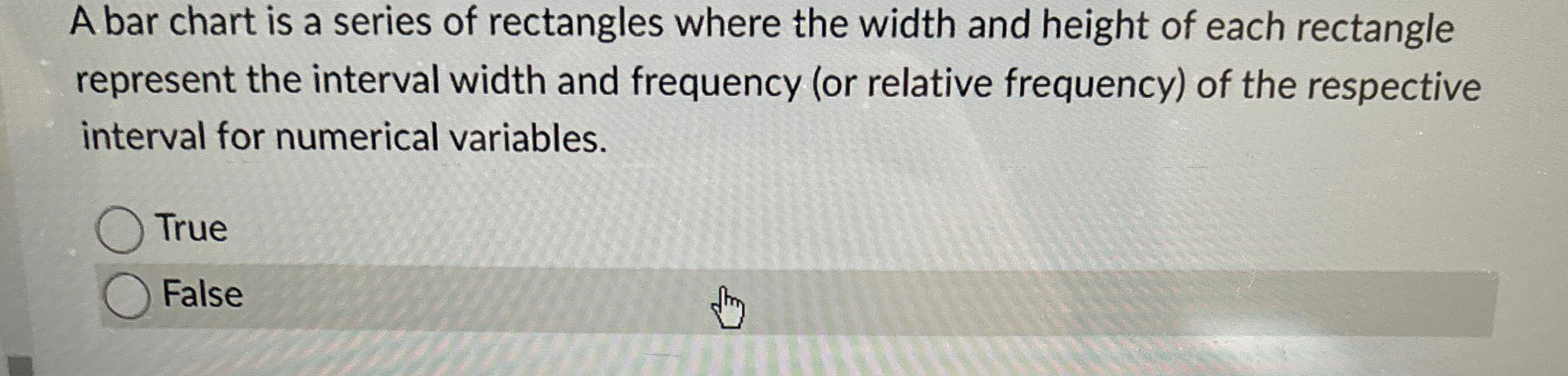 Solved by an EXPERT A bar chart is a series of rectangles where the width | Chegg.com