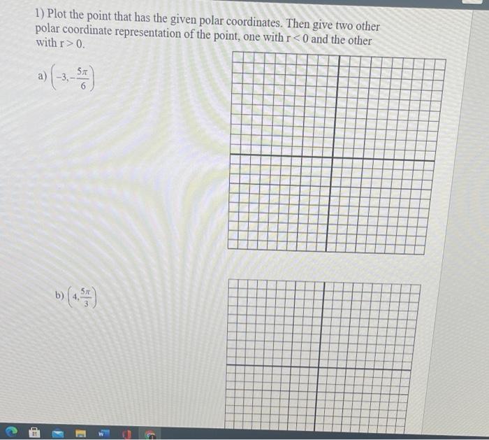Solved 1) Plot the point that has the given polar | Chegg.com