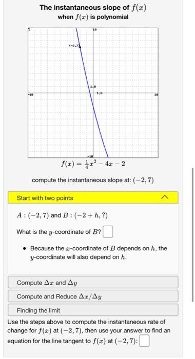 Solved The instantaneous slope of f(x) when f(x) is | Chegg.com