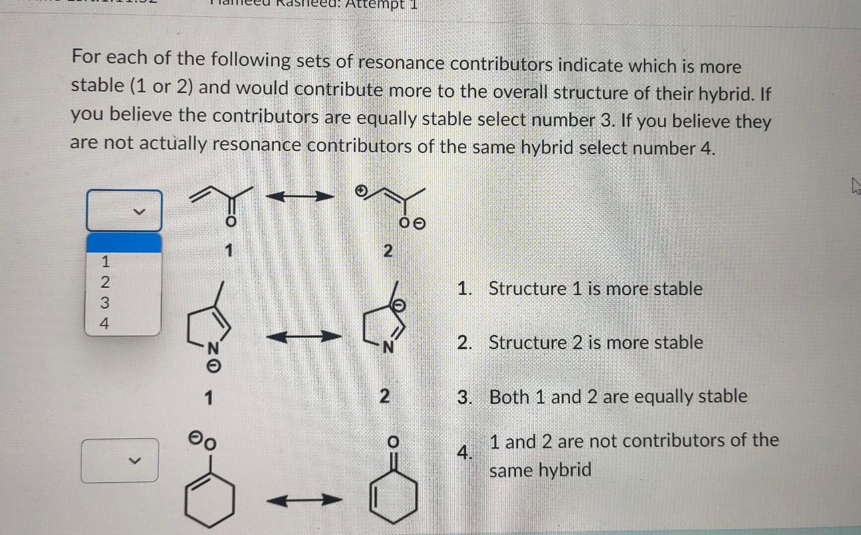 Solved For each of the following sets of resonance | Chegg.com
