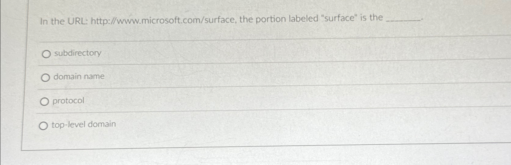 In the URL: http://www.microsoft.com/surface, ﻿the | Chegg.com