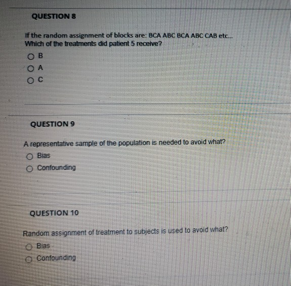Solved QUESTIONS If the random assignment of blocks are: BCA | Chegg.com