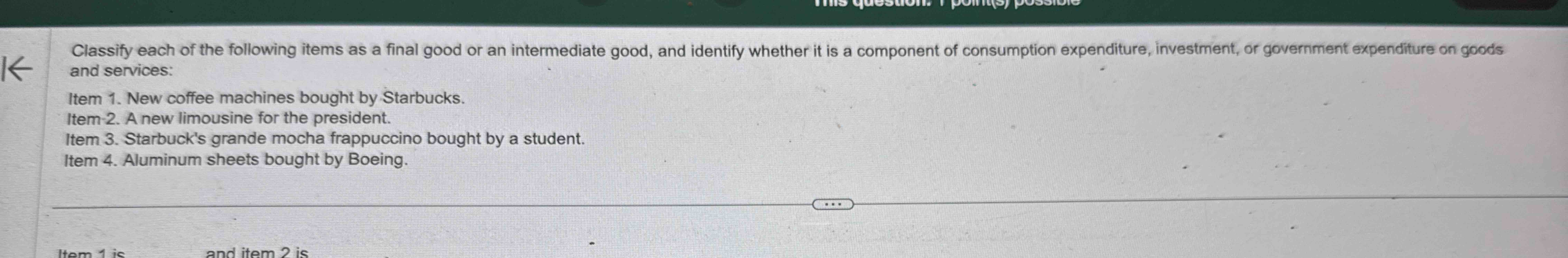 Solved Classify each of the following items as a final good | Chegg.com