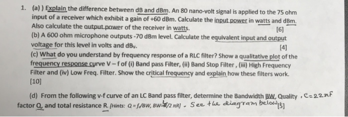 Solved 14) 1. (a)) Explain the difference between dB and | Chegg.com