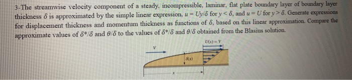 Solved 3-The streamwise velocity component of a steady, | Chegg.com
