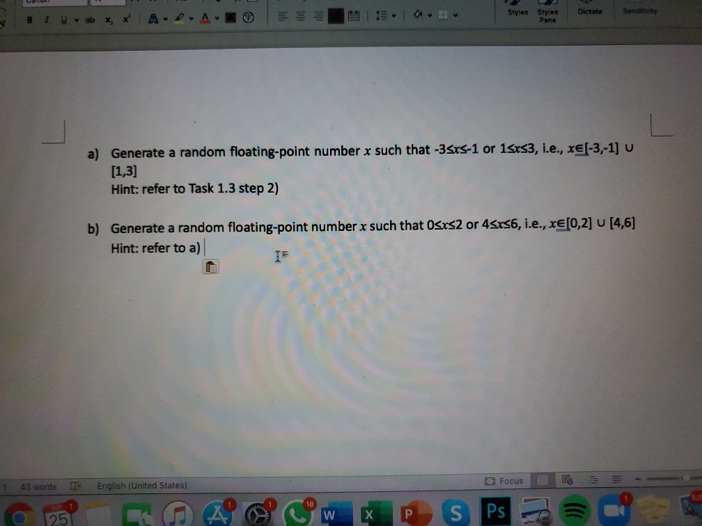 Solved a) Generate a random floating-point number x such | Chegg.com