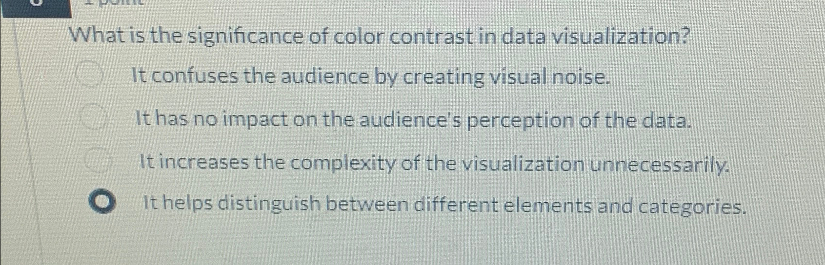 Solved What is the significance of color contrast in data | Chegg.com