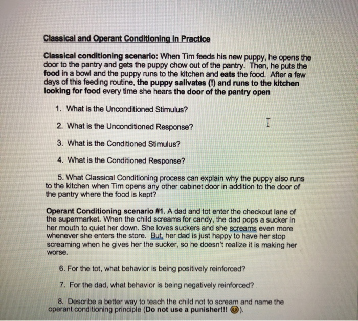 Solved Classical and Operant Conditioning in Practice | Chegg.com