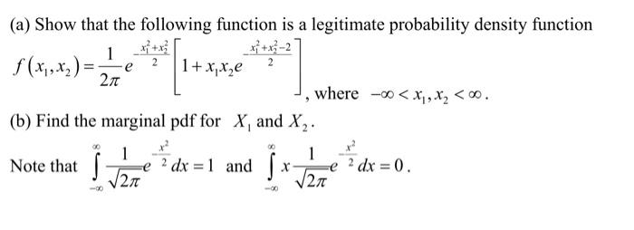 Solved (a) Show that the following function is a legitimate | Chegg.com