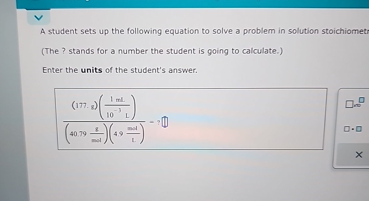 Solved A student sets up the following equation to solve a | Chegg.com