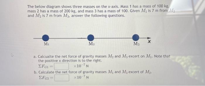 Solved حر The below diagram shows three masses on the | Chegg.com
