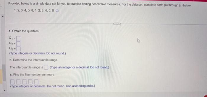 Solved Provided below is a simple data set for you to | Chegg.com