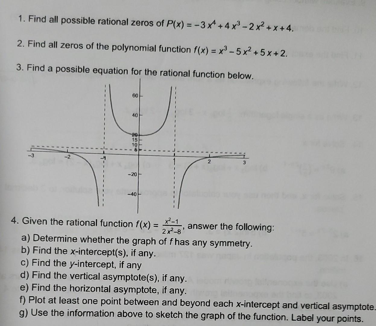 Solved 1. Find all possible rational zeros of | Chegg.com