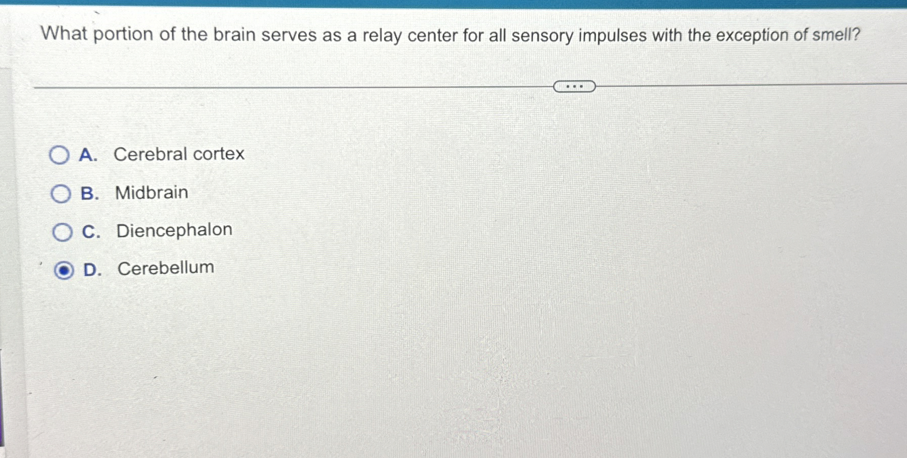 Solved What portion of the brain serves as a relay center | Chegg.com