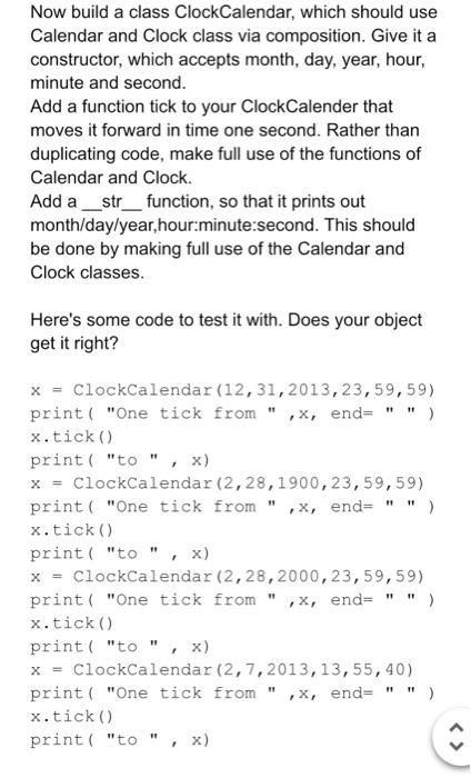 Solved Write a class called Calendar, which models calendar | Chegg.com
