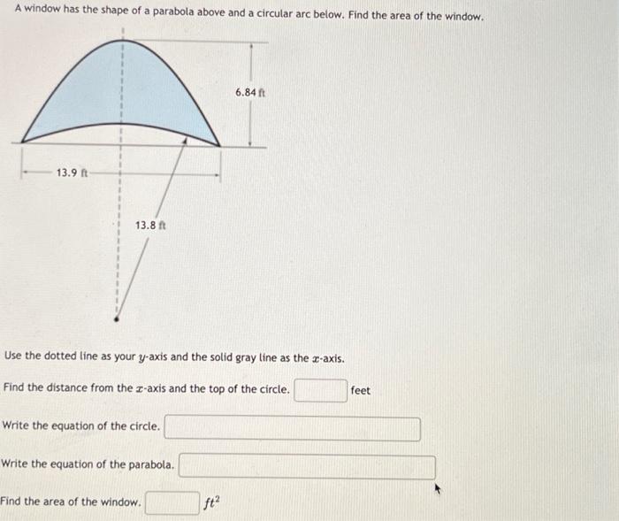 Solved A window has the shape of a parabola above and a | Chegg.com