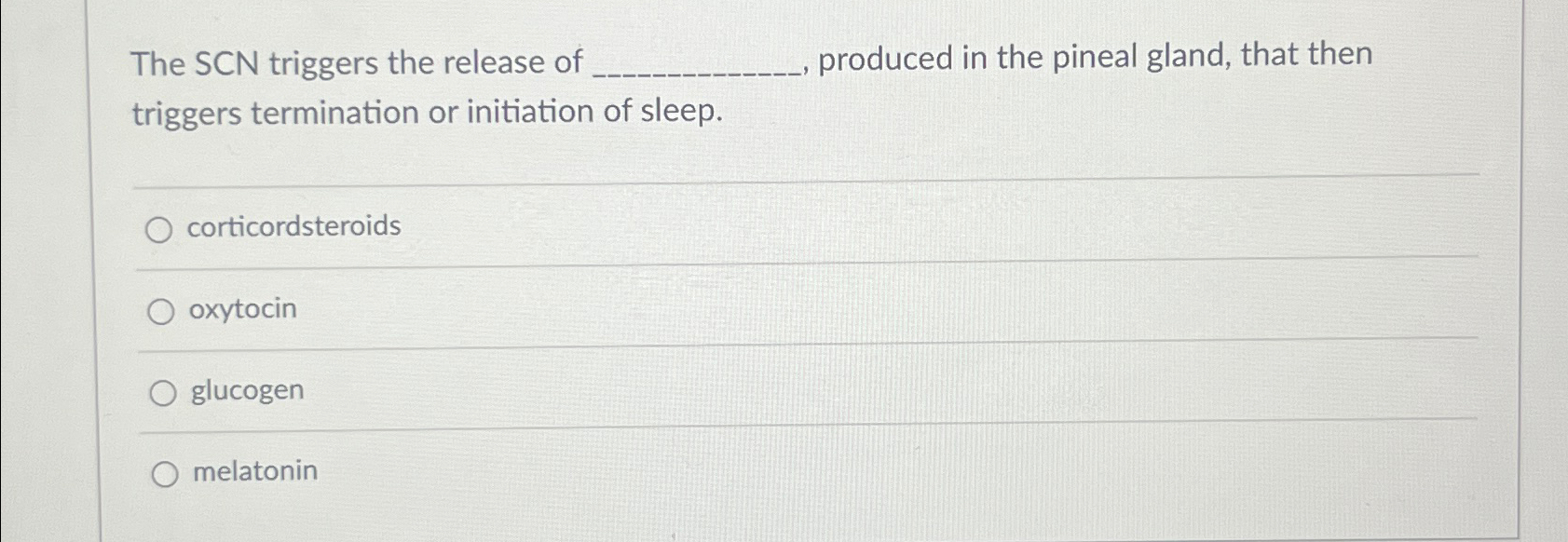 Solved The SCN triggers the release of produced in the | Chegg.com