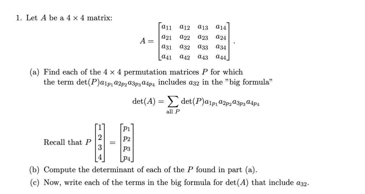 Solved Let A be a 4\times 4 ﻿matrix: | Chegg.com