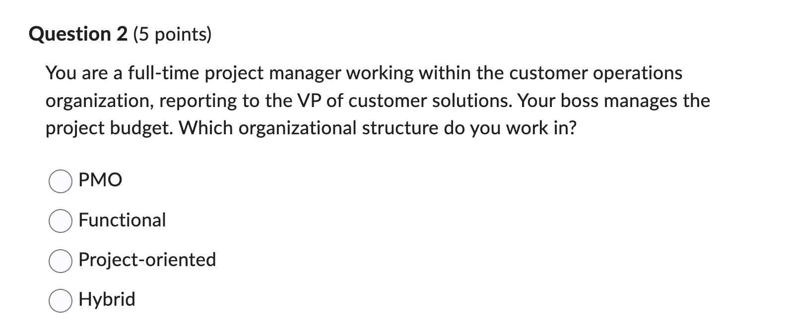 Solved Question 2 (5 ﻿points)You are a full-time project | Chegg.com