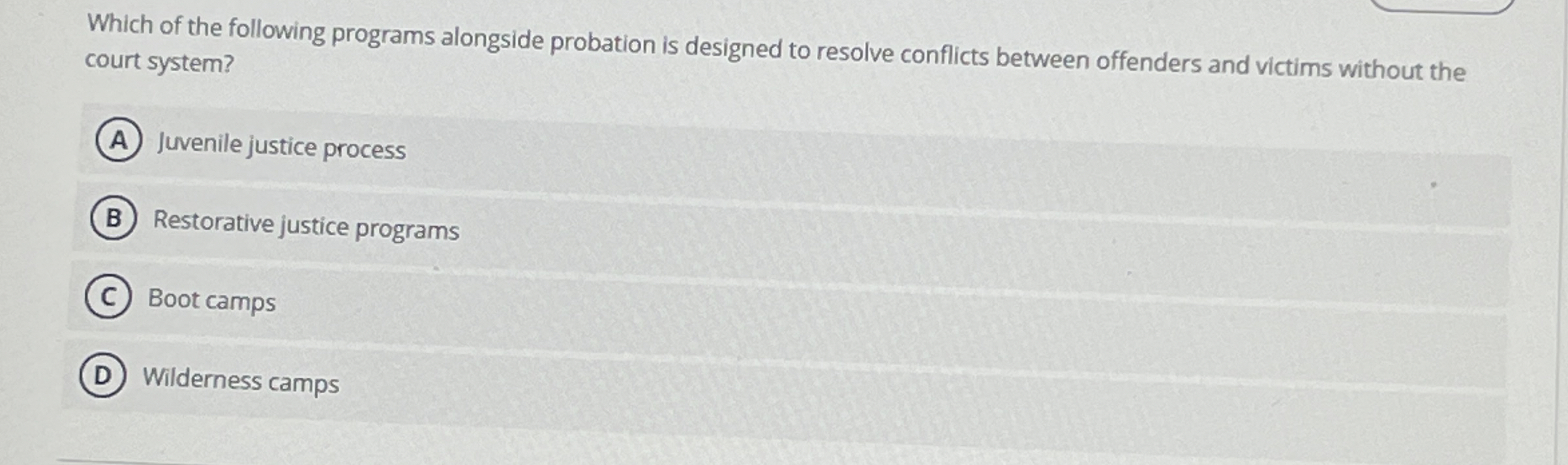 Solved Which of the following programs alongside probation | Chegg.com