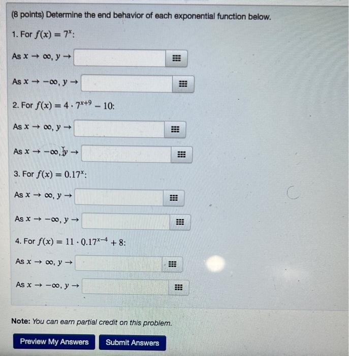 Solved (8 points) Determine the end behavior of each | Chegg.com