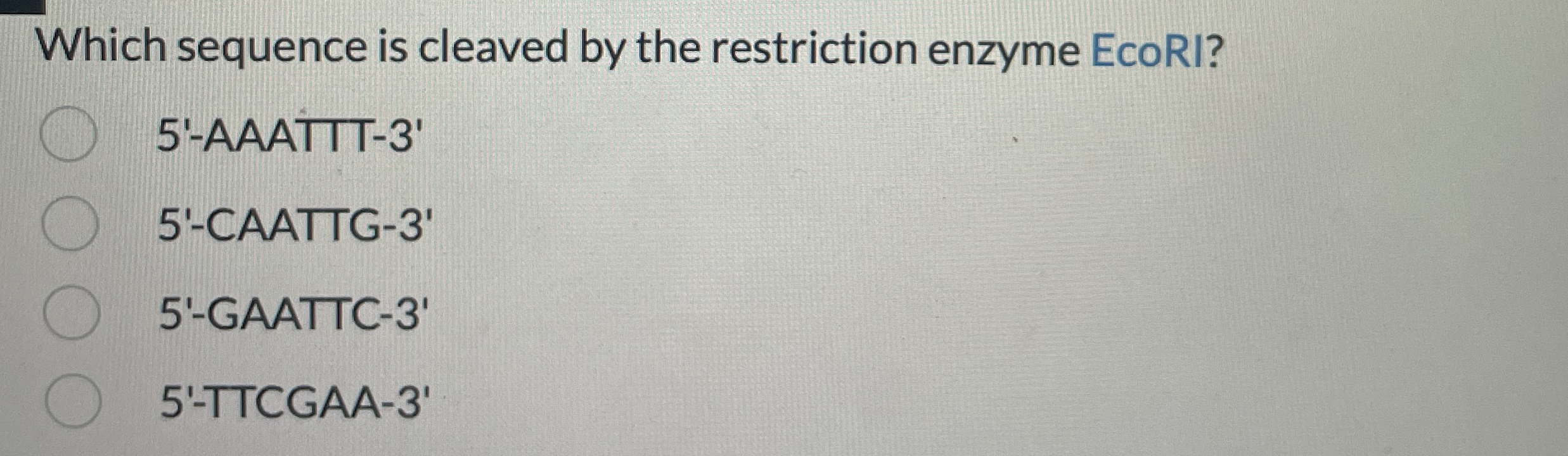 Solved Which sequence is cleaved by the restriction enzyme | Chegg.com
