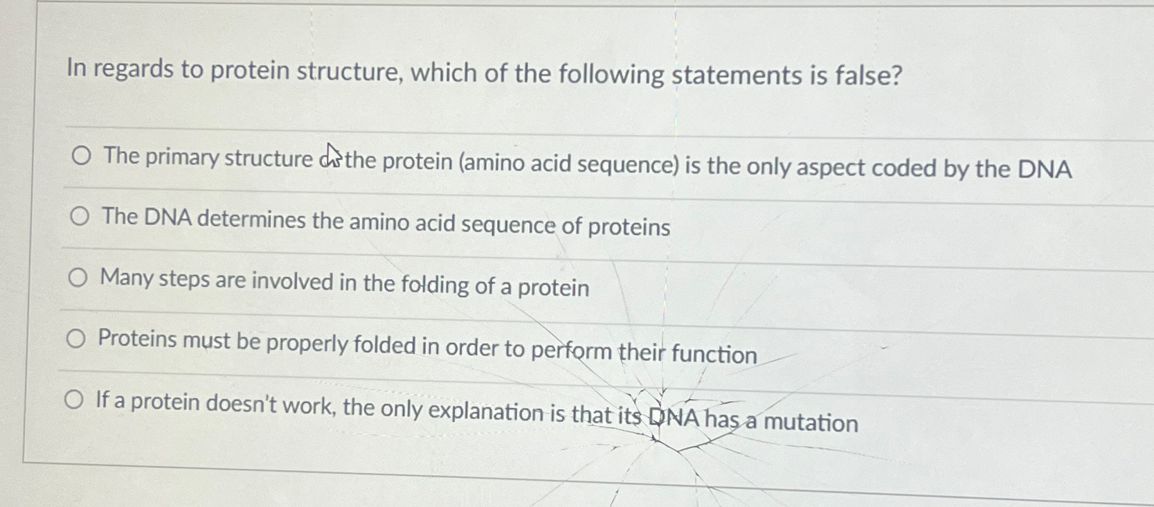 Solved In regards to protein structure, which of the | Chegg.com