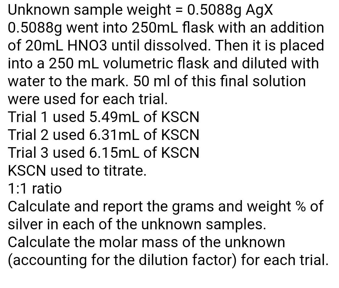 Solved 7. Obtain an unknown sample from the instructor. | Chegg.com