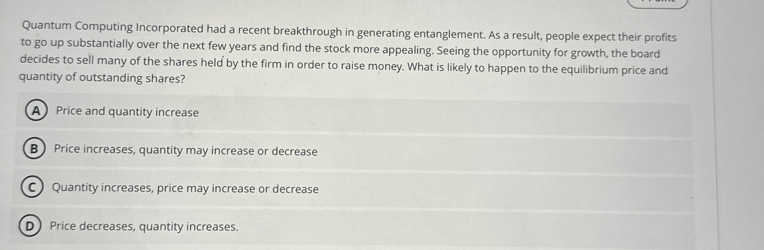 Solved Quantum Computing Incorporated had a recent | Chegg.com