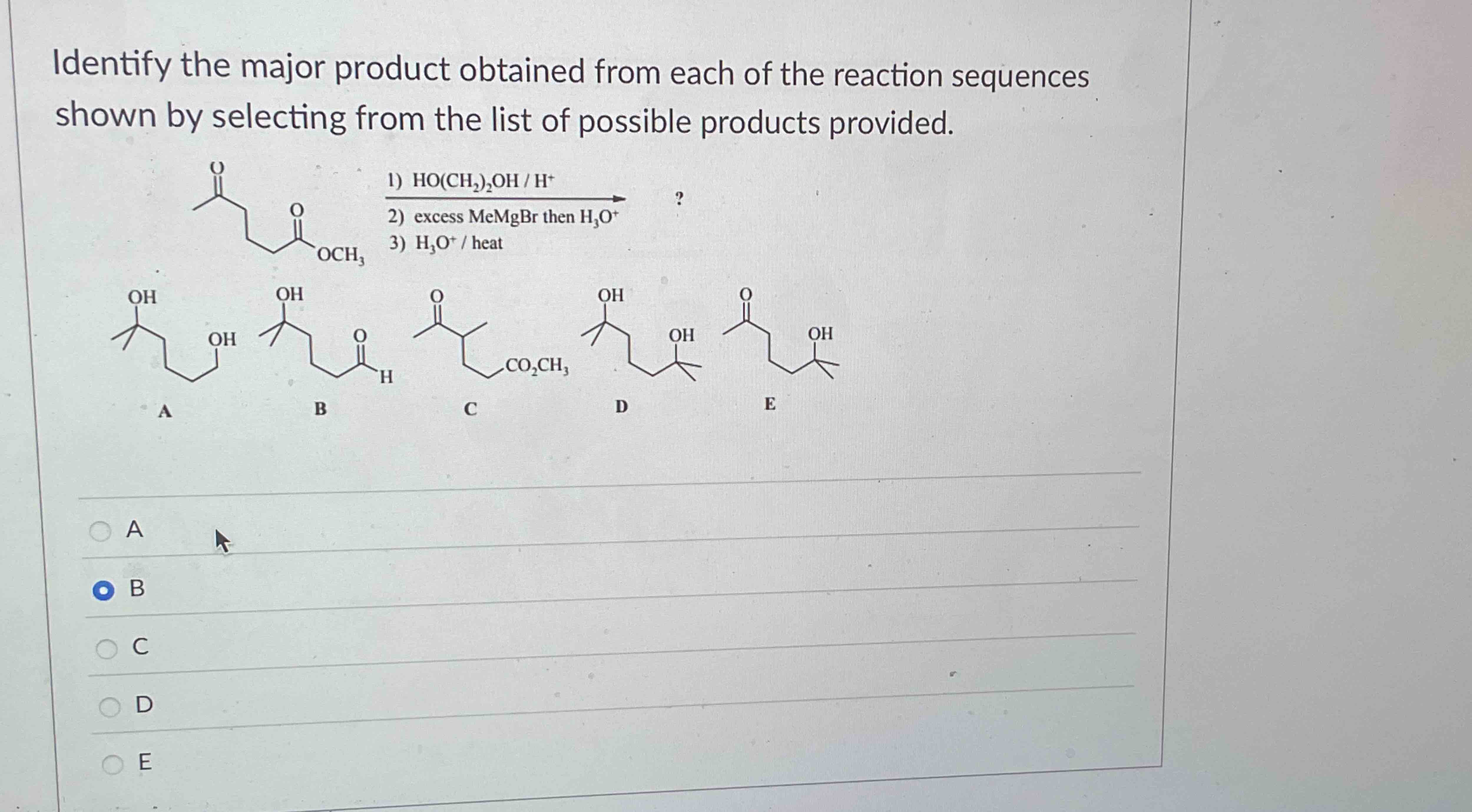 Solved Identify the major product obtained from each of the | Chegg.com