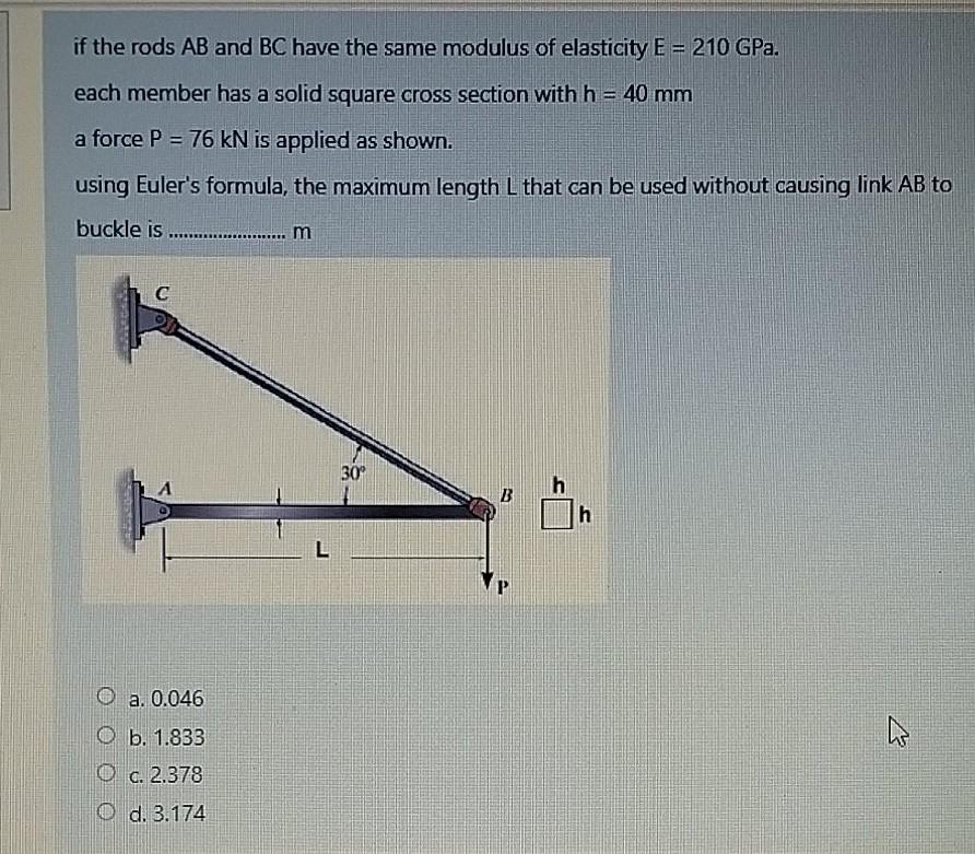 Solved if the rods AB and BC have the same modulus of | Chegg.com