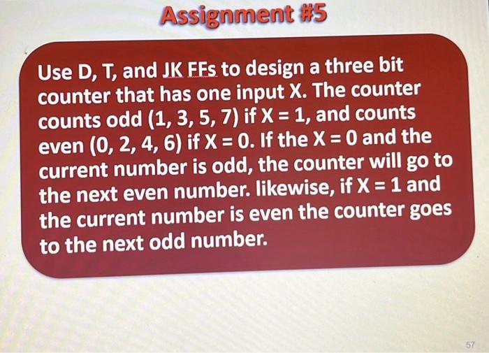 Use D,T, and JK FFs to design a three bit counter | Chegg.com