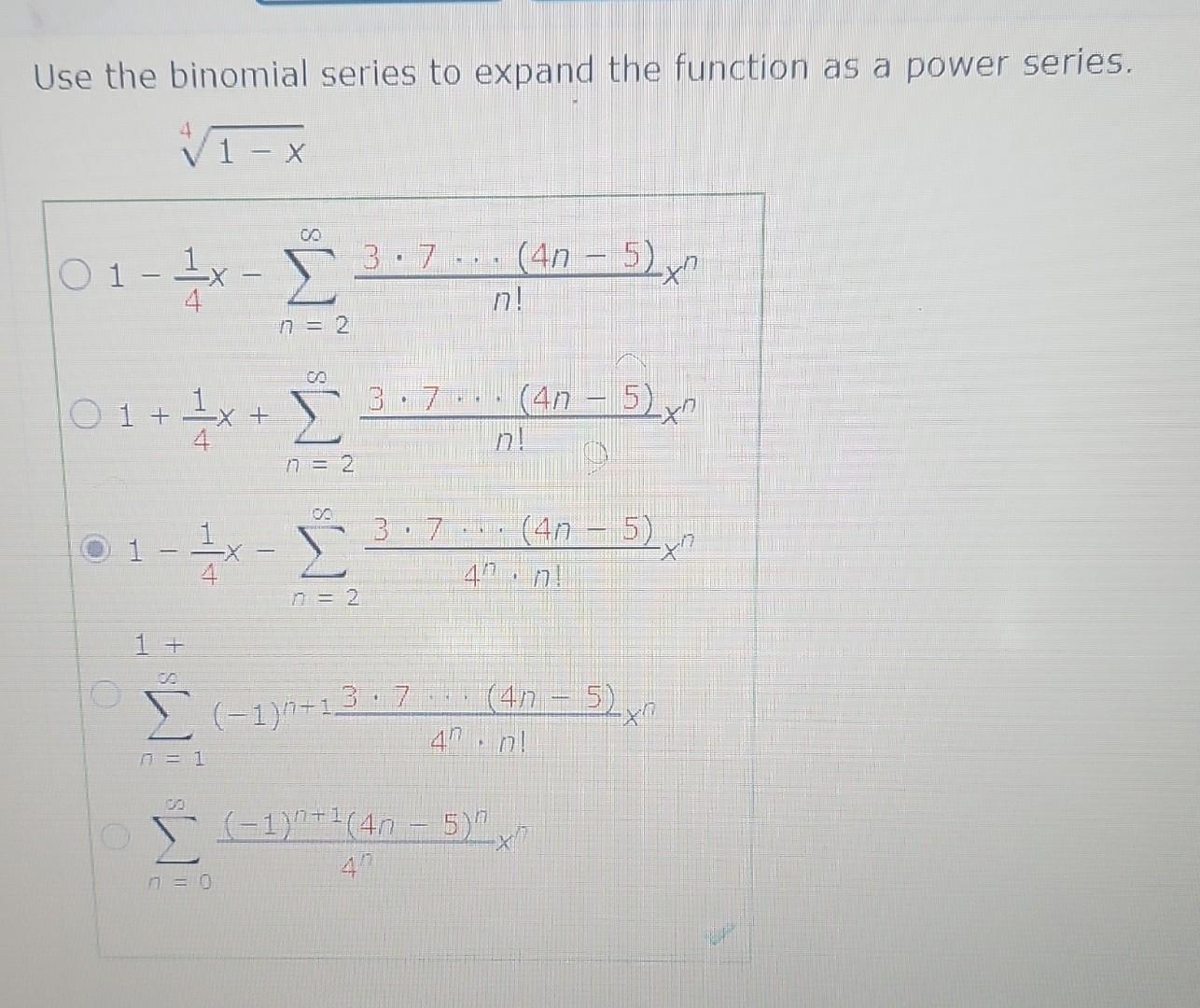 Solved Use the binomial series to expand the function as a | Chegg.com
