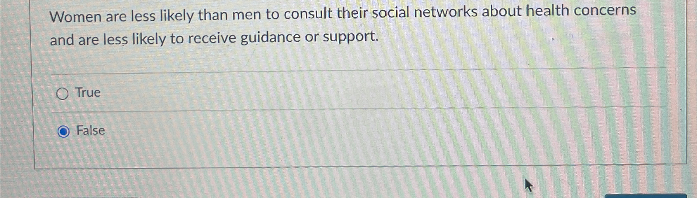 Solved Women are less likely than men to consult their | Chegg.com
