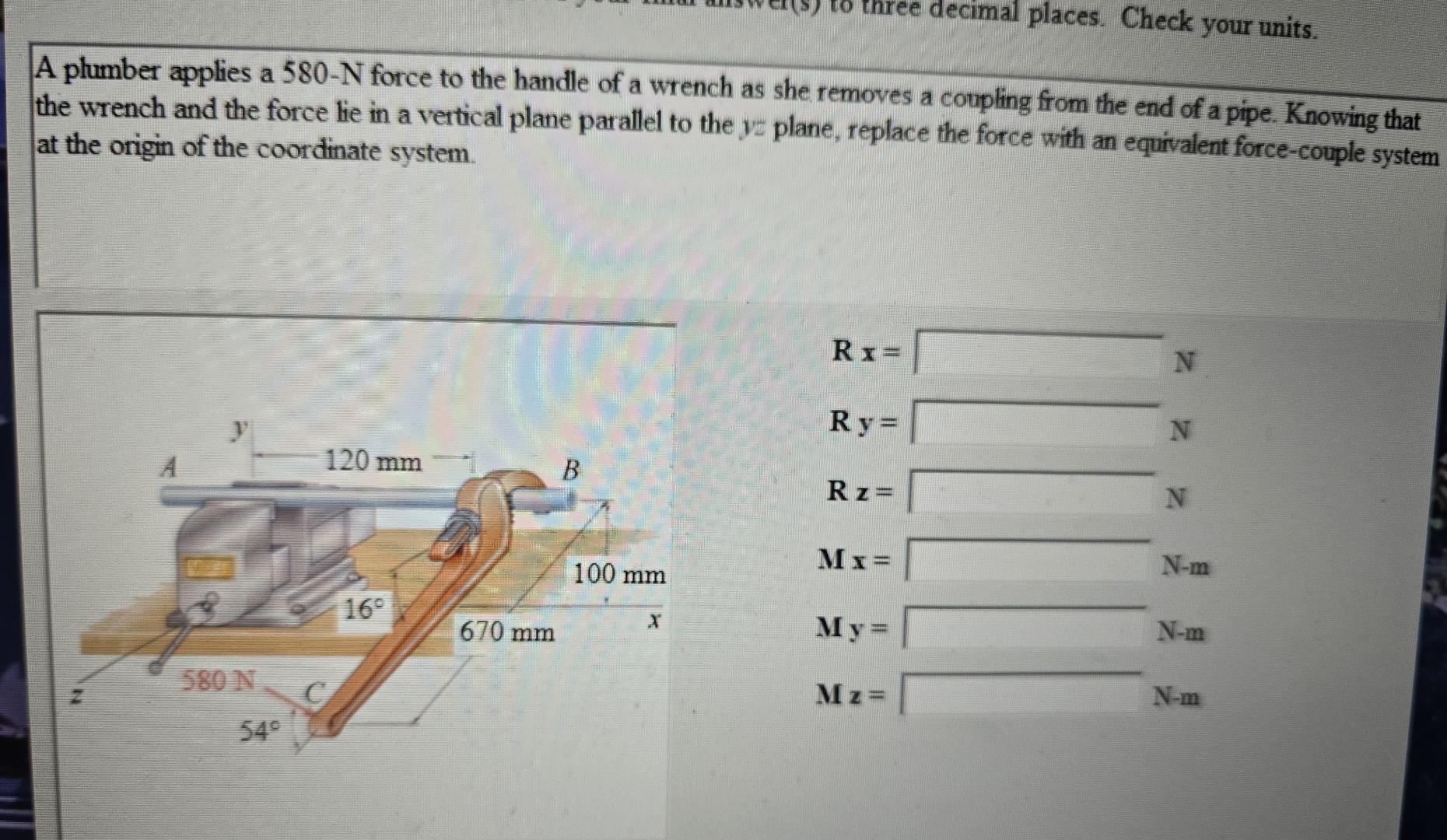 Solved A plumber applies a 580-N ﻿force to the handle of a | Chegg.com