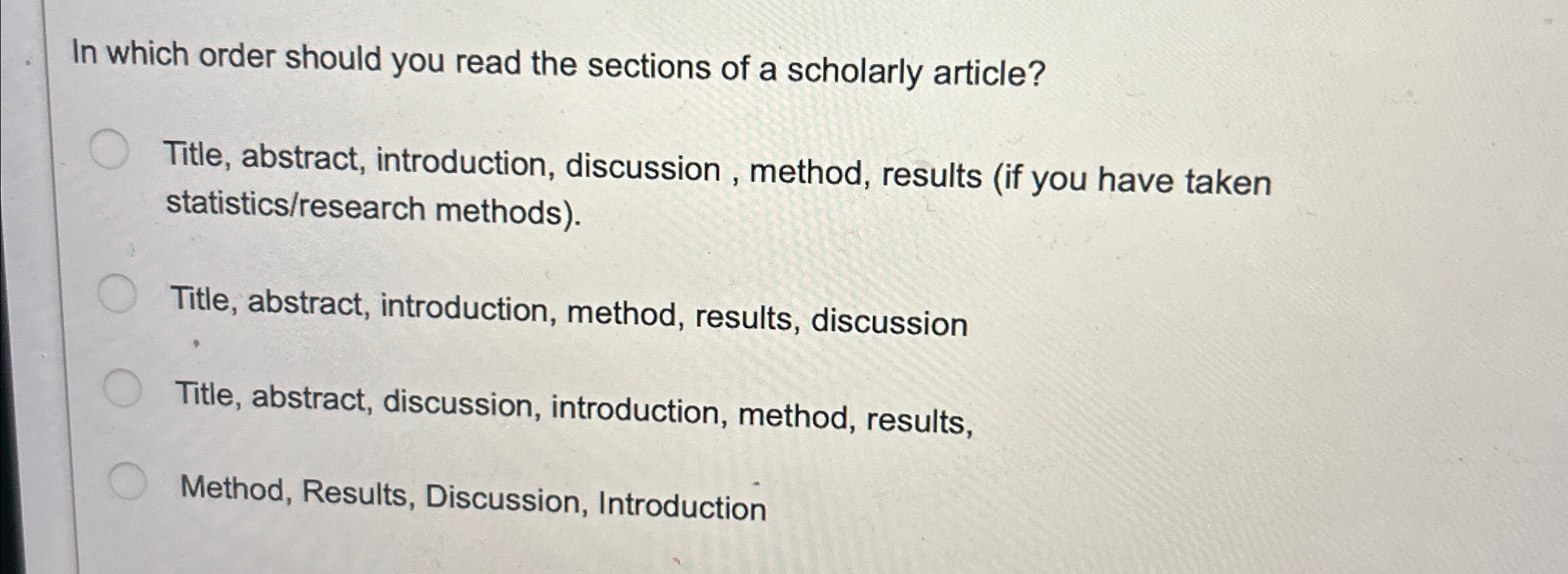 Solved In which order should you read the sections of a | Chegg.com