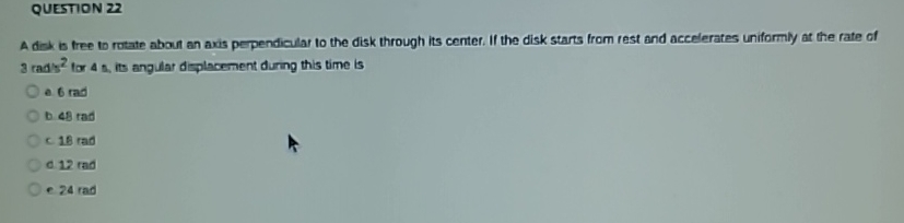 Solved QUESTION 22A dick ib tree to rotate about an axis | Chegg.com