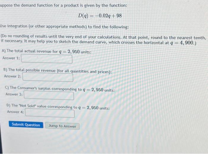 Solved uppose the demand function for a product is given by | Chegg.com