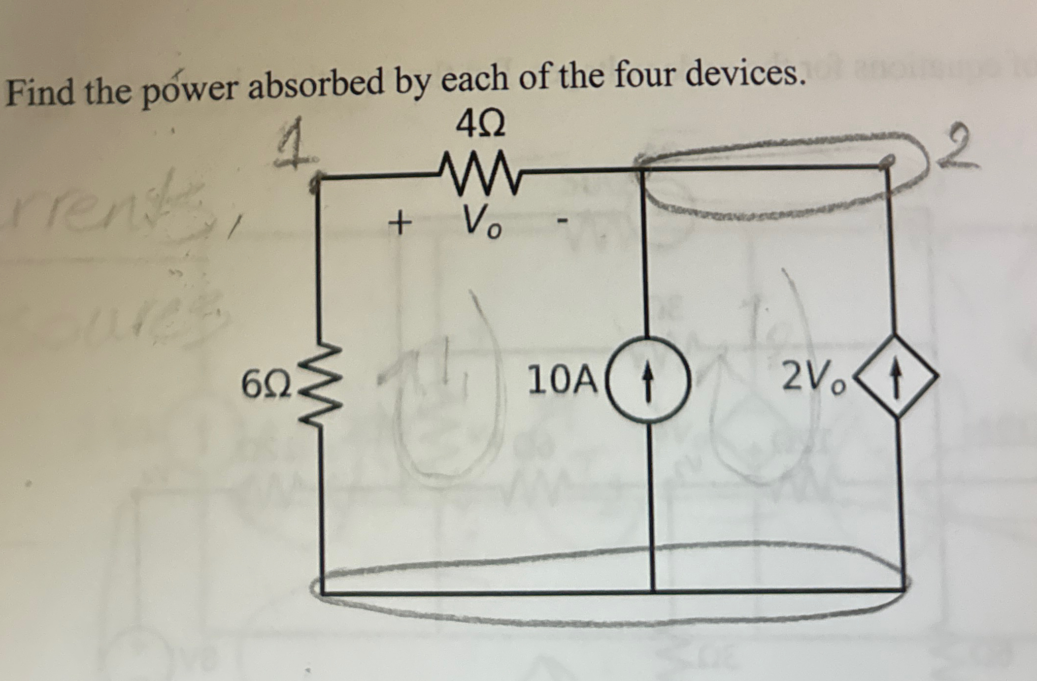 Solved Find the pówer absorbed by each of the four devices. | Chegg.com