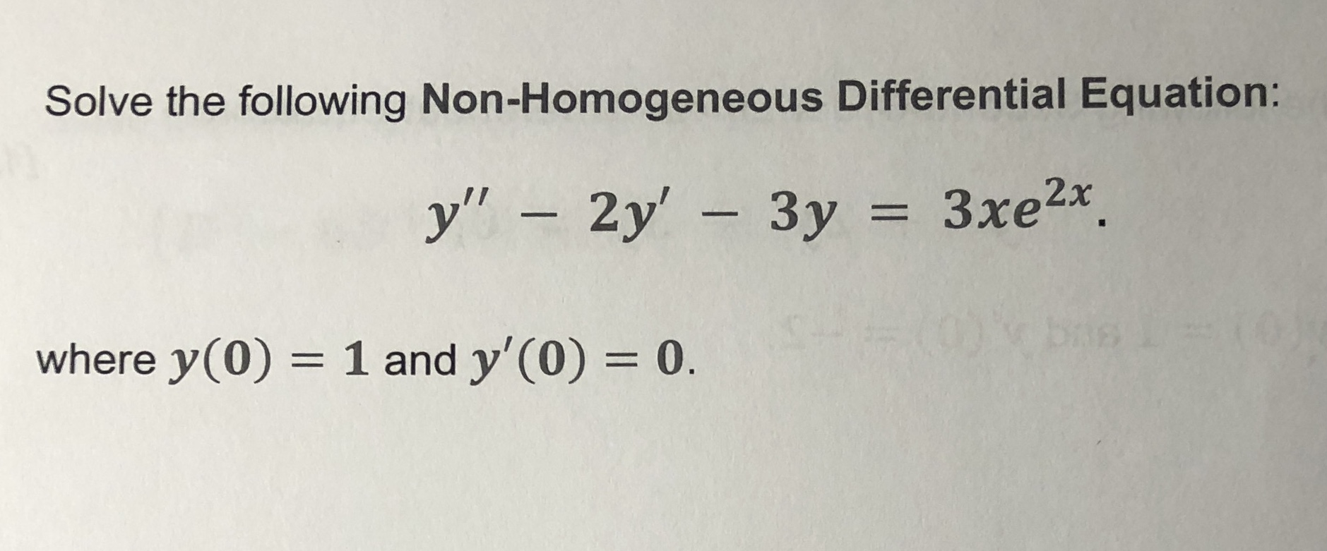 Solve the following Non-Homogeneous Differential | Chegg.com