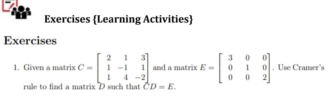 Solved Exercises \{Learning Activities\} Exercises 1. Given | Chegg.com