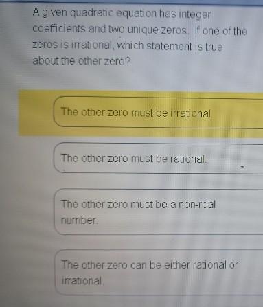 Solved A given quadratic equation has integer coefficients | Chegg.com