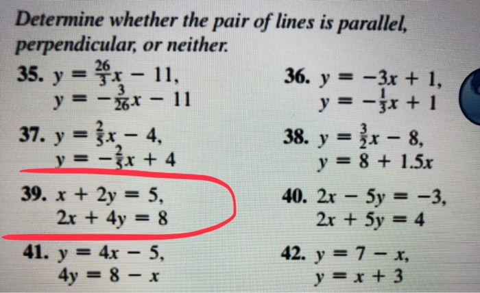 Solved Determine whether the pair of lines is parallel, | Chegg.com