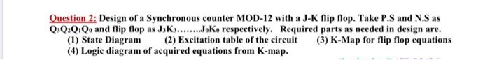 Solved Question 2: Design of a Synchronous counter MOD-12 | Chegg.com
