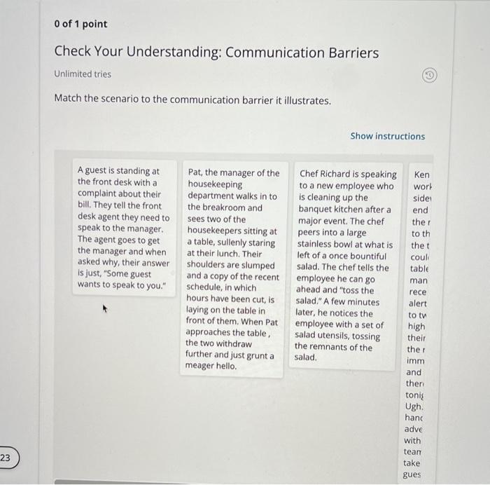 Solved 0 of 1 point Check Your Understanding: Communication | Chegg.com