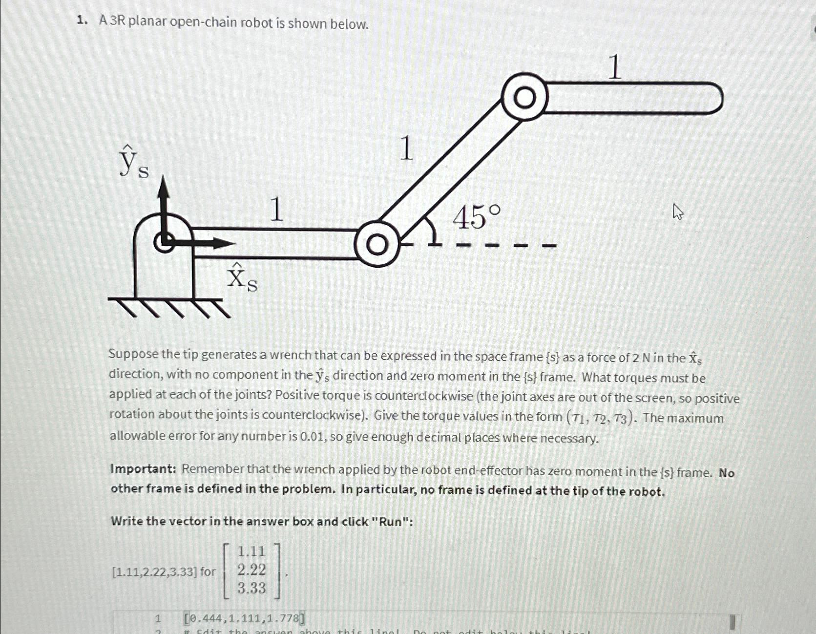 Solved A 3R ﻿planar open-chain robot is shown below.Suppose | Chegg.com