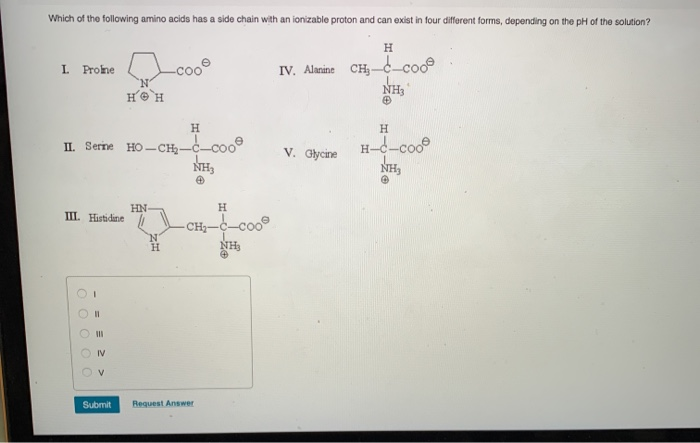 Solved Which of the following amino acids has a side chain | Chegg.com