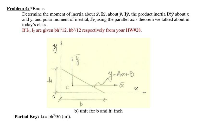 Solved roblem 4: ∗ Bonus Determine the moment of inertia | Chegg.com