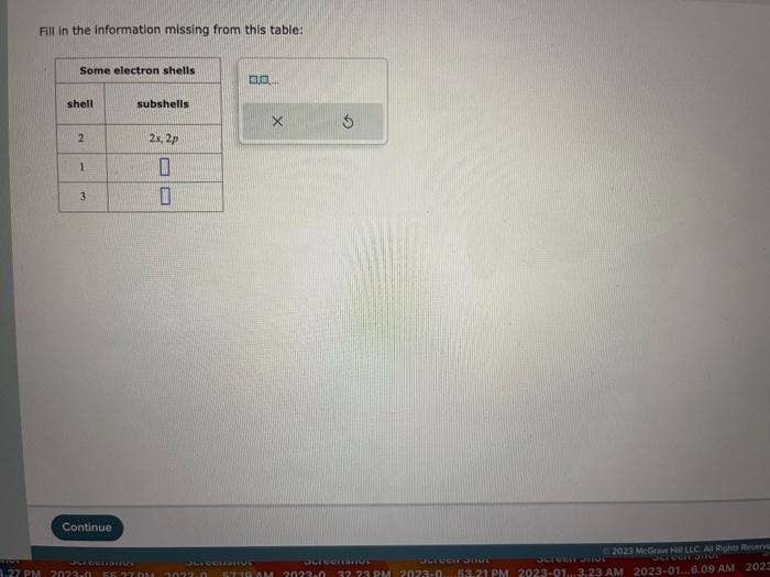 Solved Fill in the information missing from this table: | Chegg.com