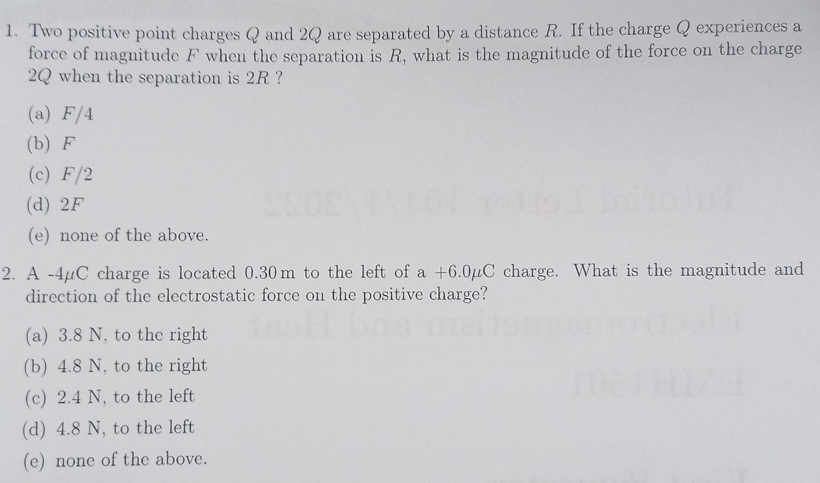 Solved 1. Two positive point charges Q and 2Q are separated | Chegg.com